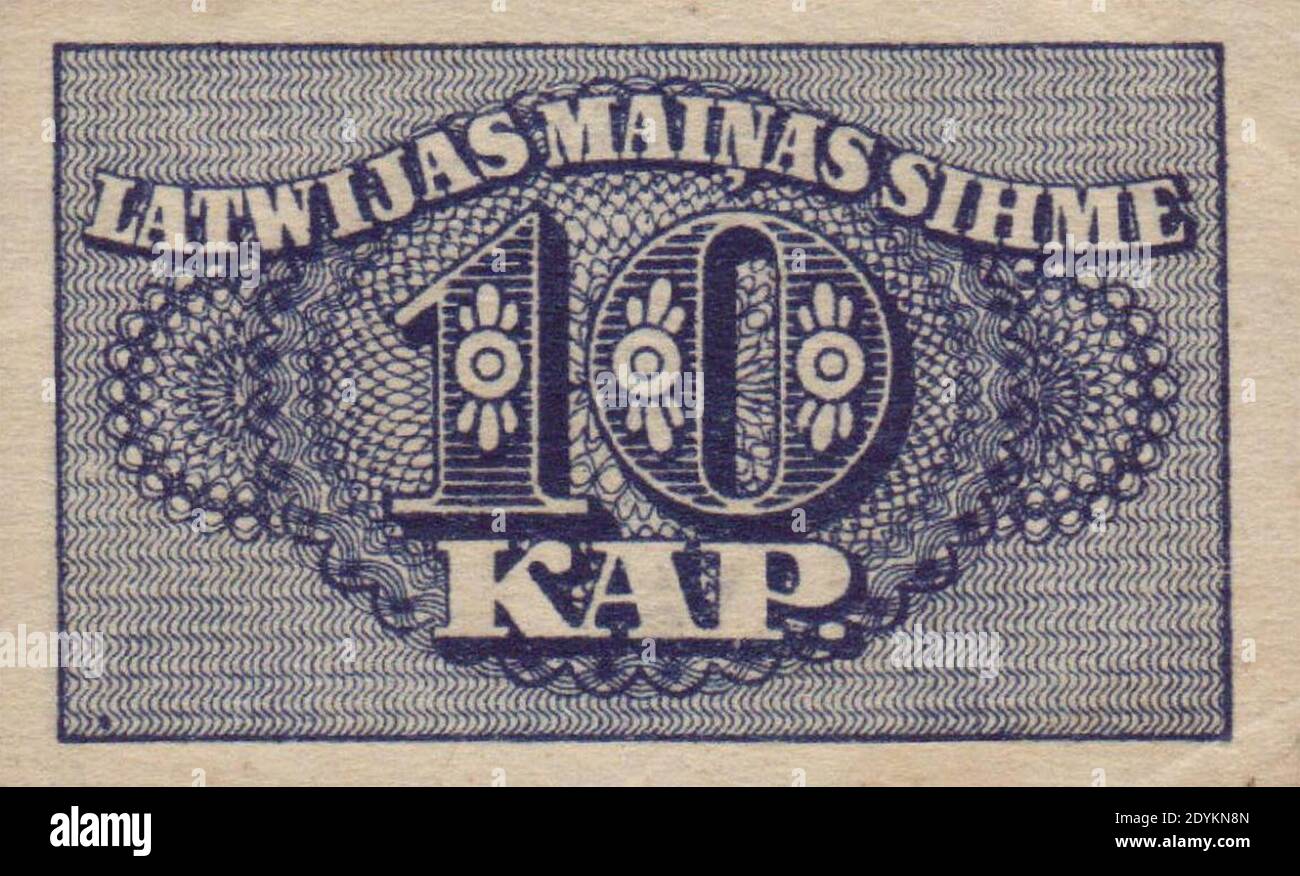 Latvia 1920, banknote 10 kopeks, design Rihards Zariņš Stock Photo - Alamy