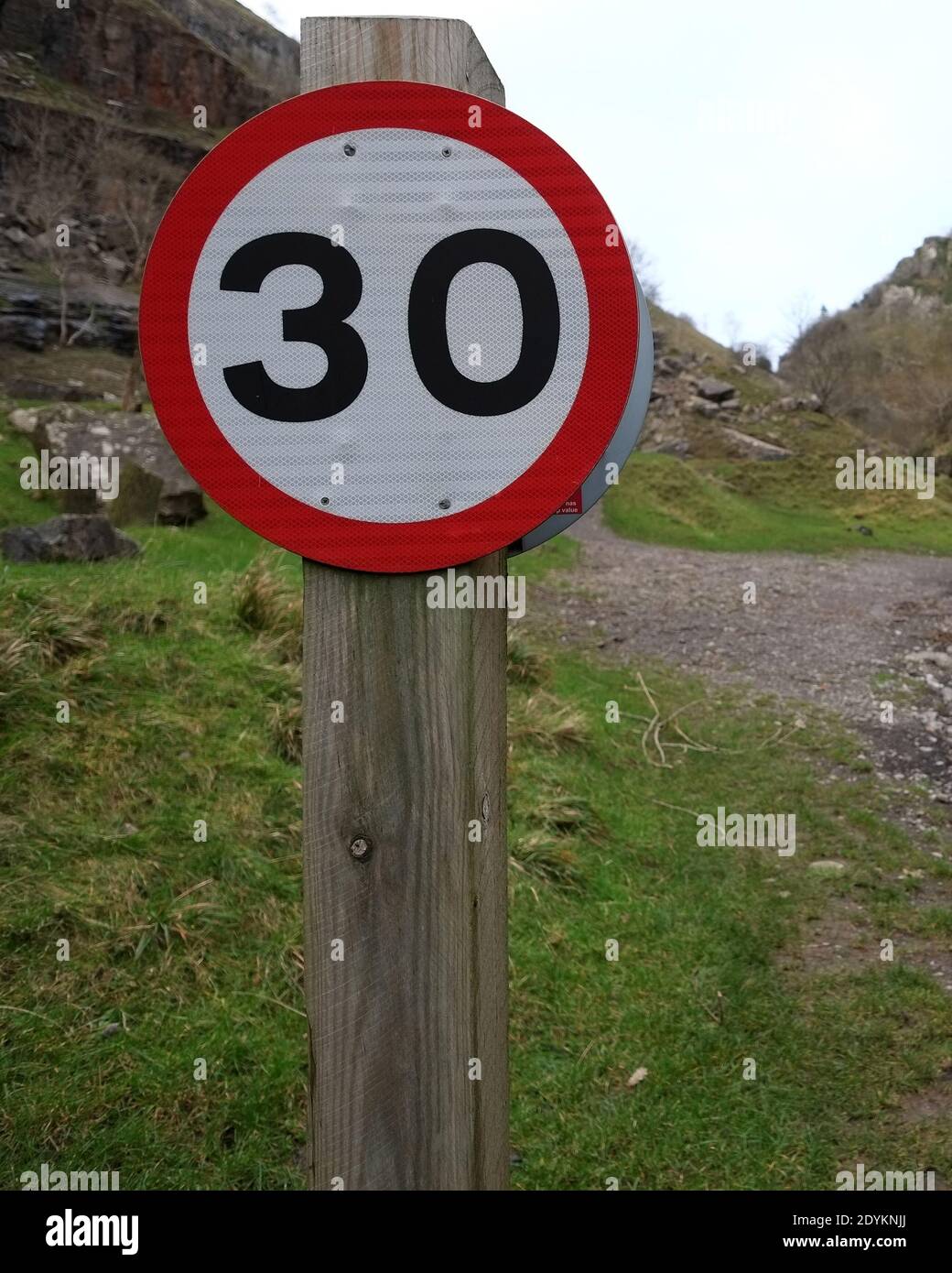 December 2020 - 30 mph speed limit sign in the Gorge, Cheddar, Somerset ...