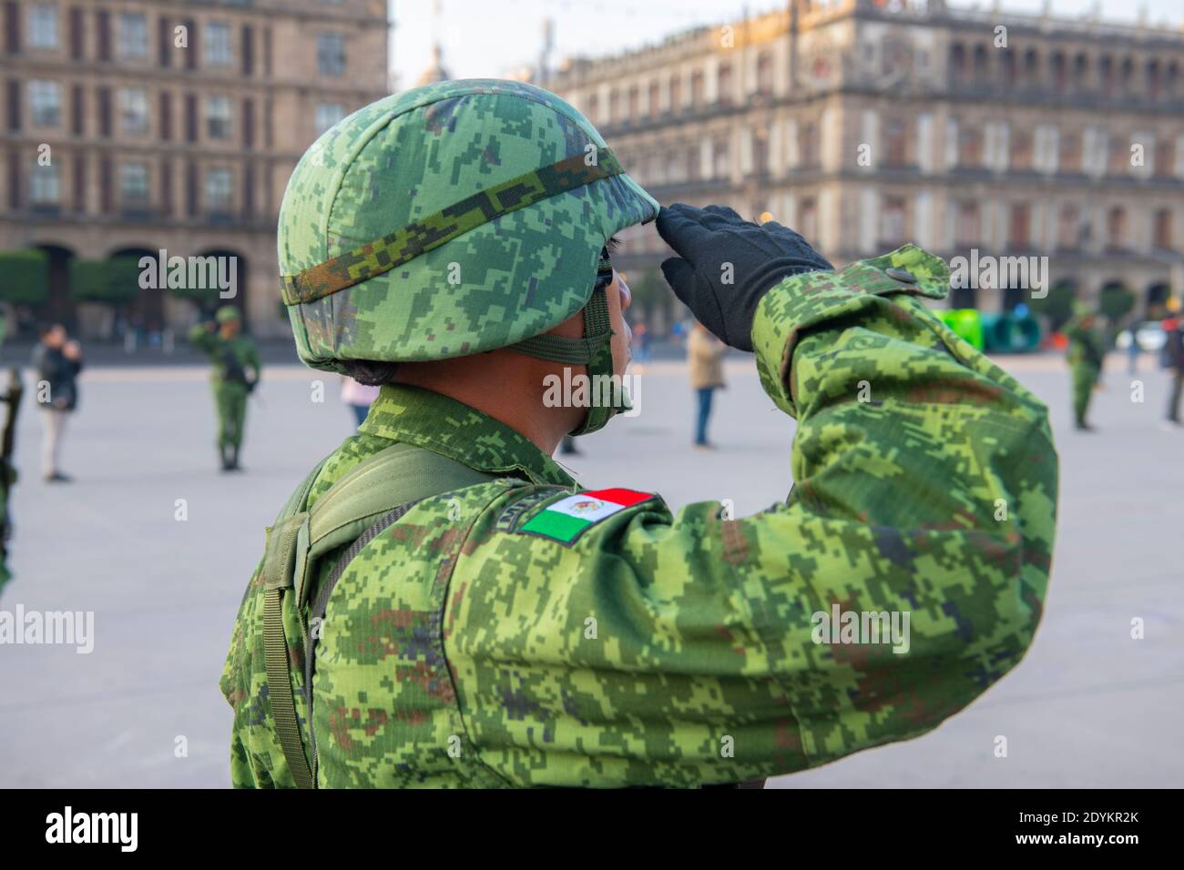 Raising Flag Guard of Honor march on Zocalo at Historic center of ...