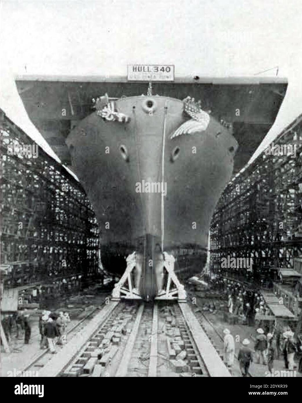 Launch of USS Lunga Point (CVE-94) at Kaiser Shipyards on 11 April 1944 ...