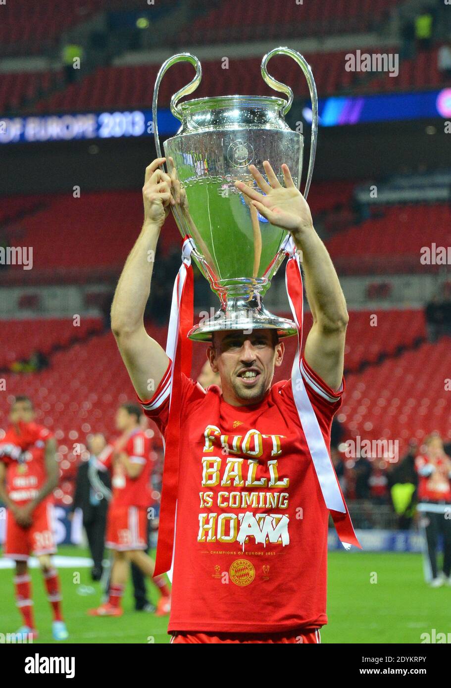 Bayern 's Franck Ribery celebrates with the trophy during the UEFA ...