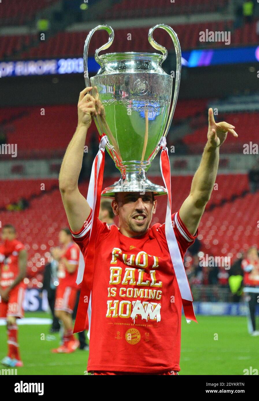 Bayern 's Franck Ribery celebrates with the trophy during the UEFA ...