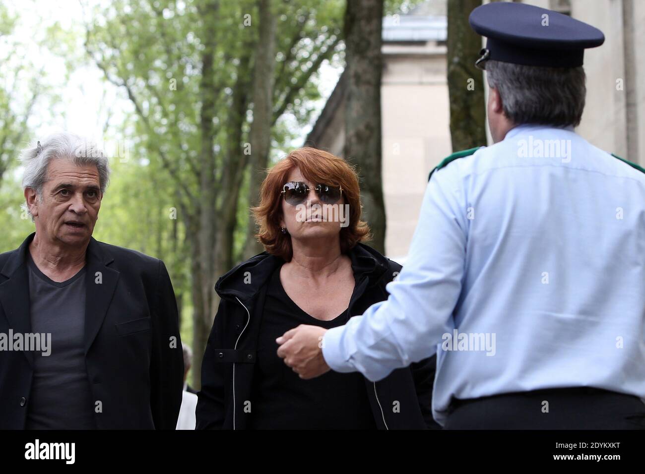 French TV actress Veronique Genest leaving the Georges Moustaki Funeral ...