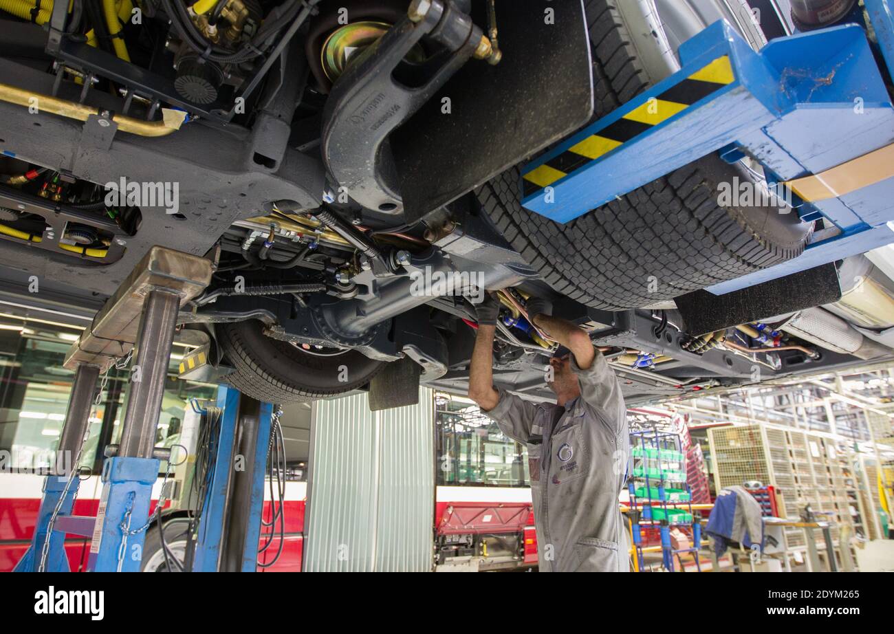 A view of the IVECO France buses assembly line in Annonay, Ardeche ...
