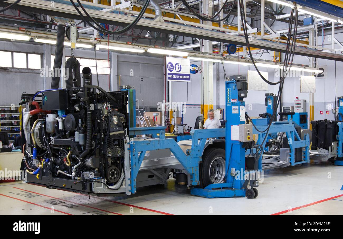 A view of the IVECO France buses assembly line in Annonay, Ardeche ...