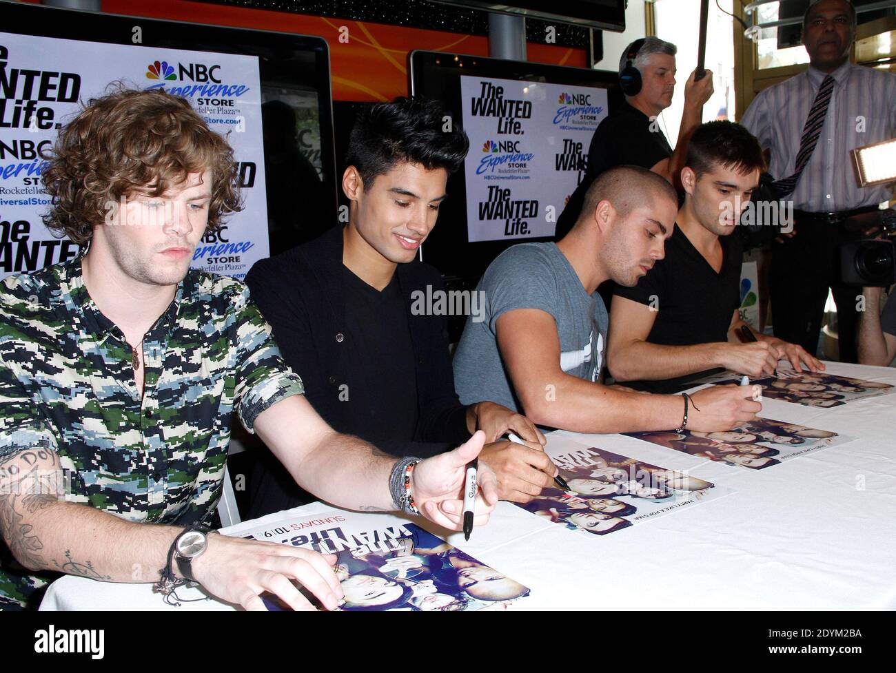 The Wanted pose before greeting fans at the NBC Universal Experience ...