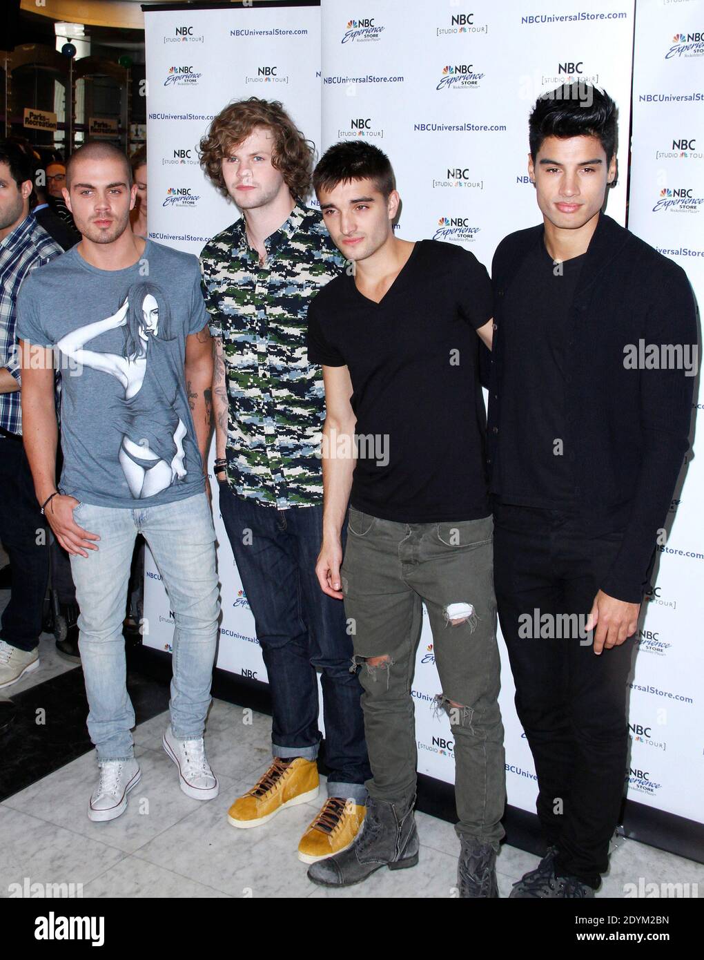 The Wanted pose before greeting fans at the NBC Universal Experience ...