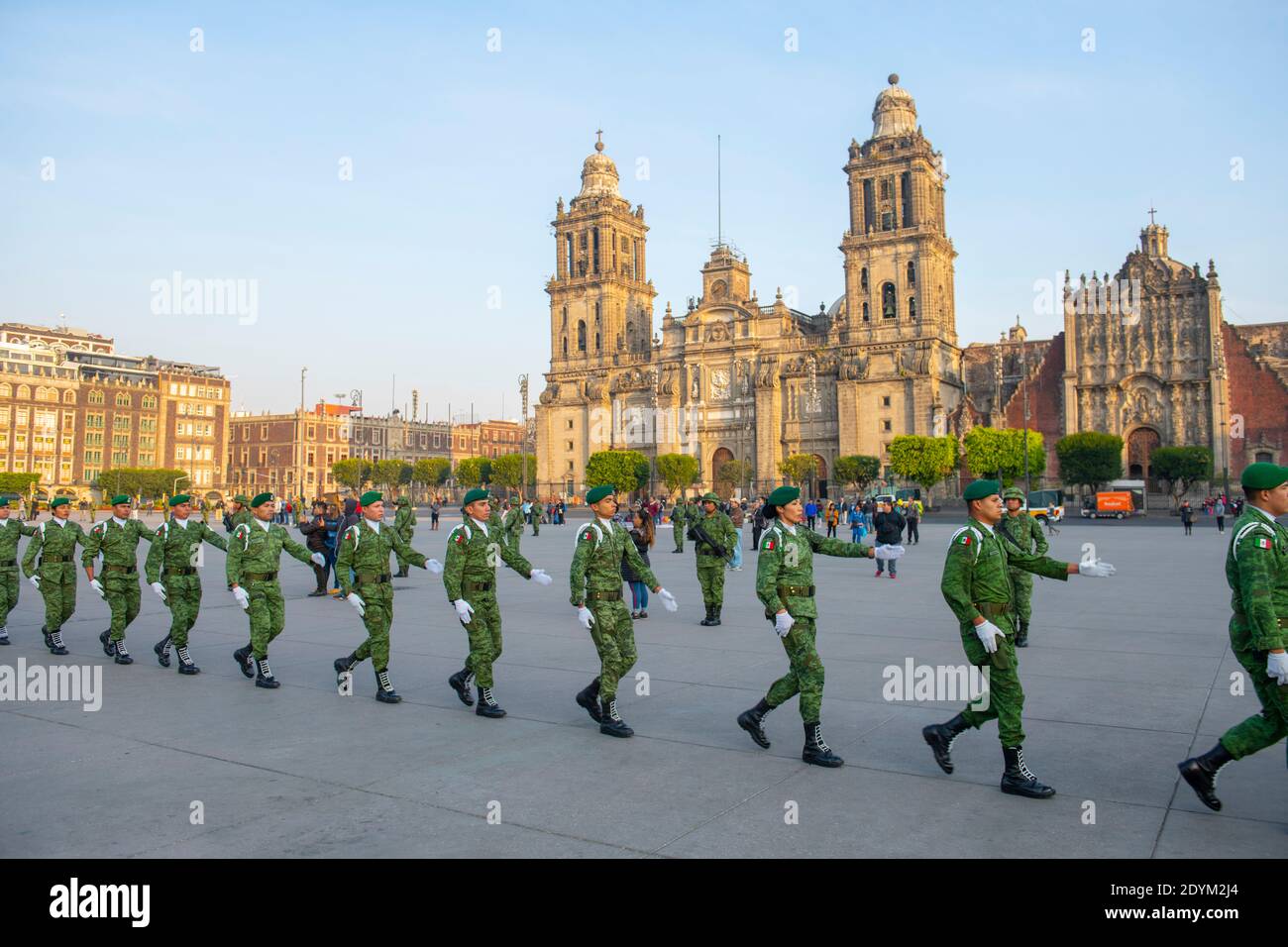 Raising Flag Guard of Honor march on Zocalo at Historic center of ...