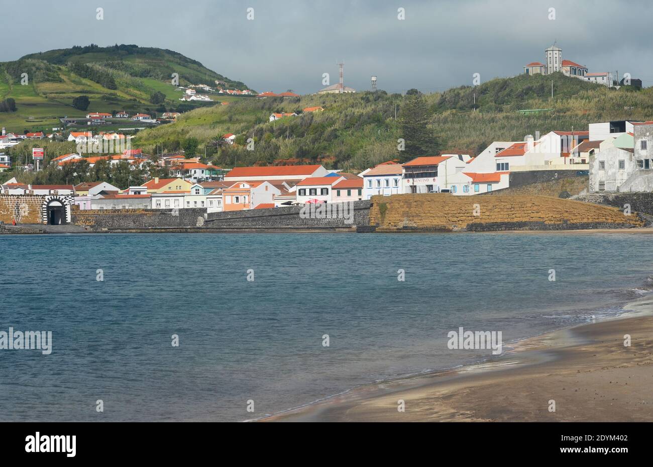 Porto Pim bay in the city of Horta, Faial island, Azores, Portugal ...