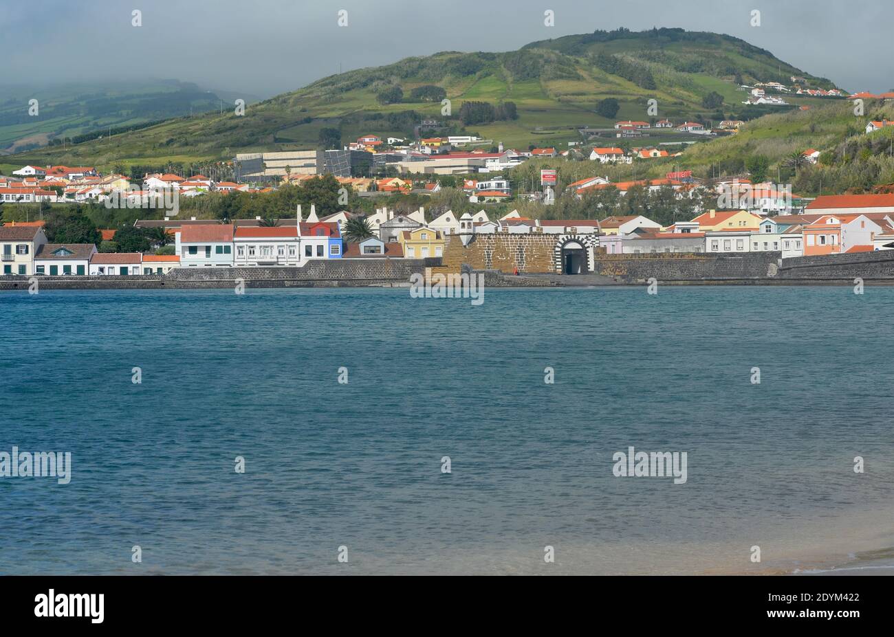 Porto Pim bay in the city of Horta, Faial island, Azores, Portugal ...