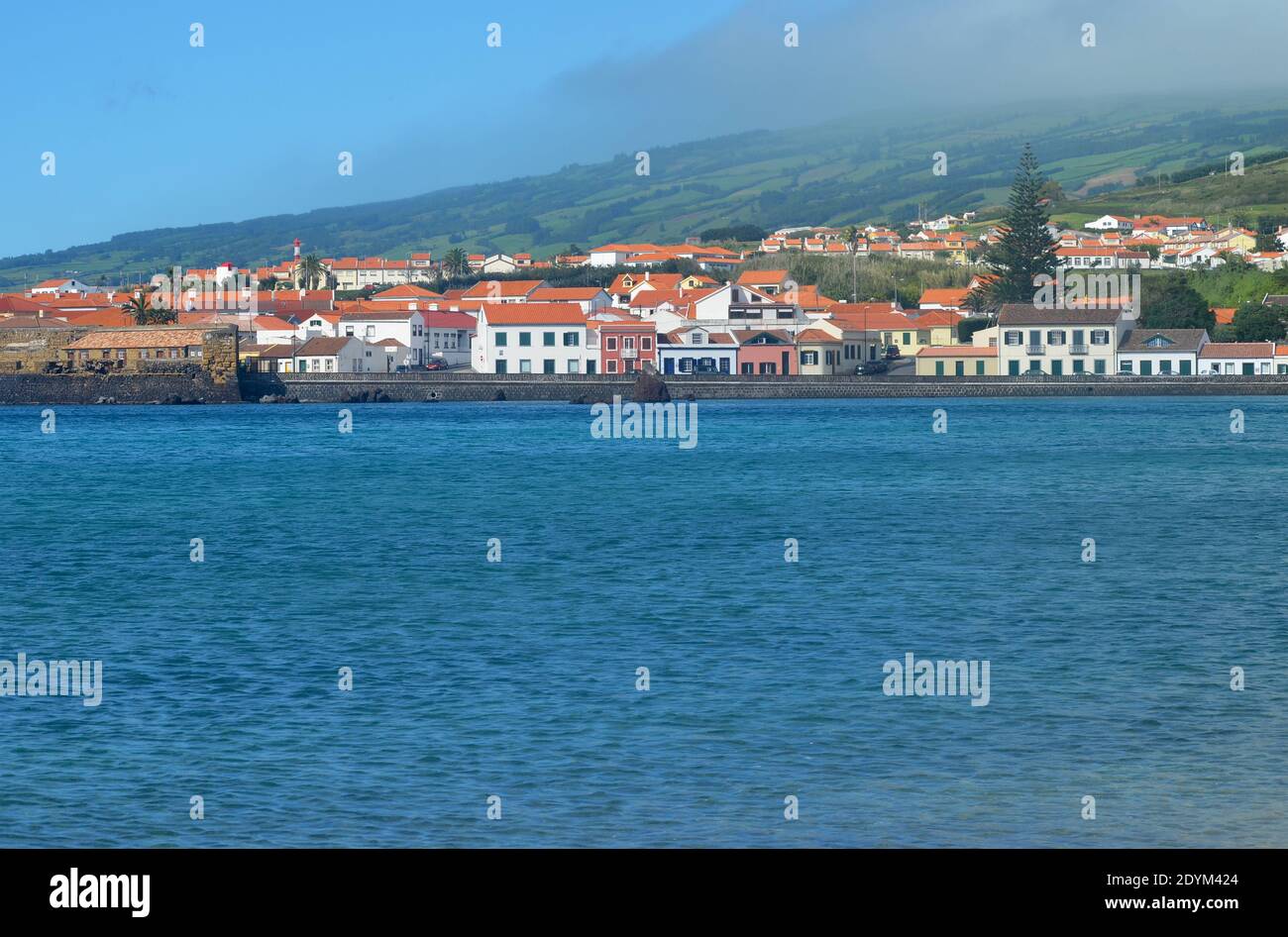 Porto Pim bay in the city of Horta, Faial island, Azores, Portugal ...