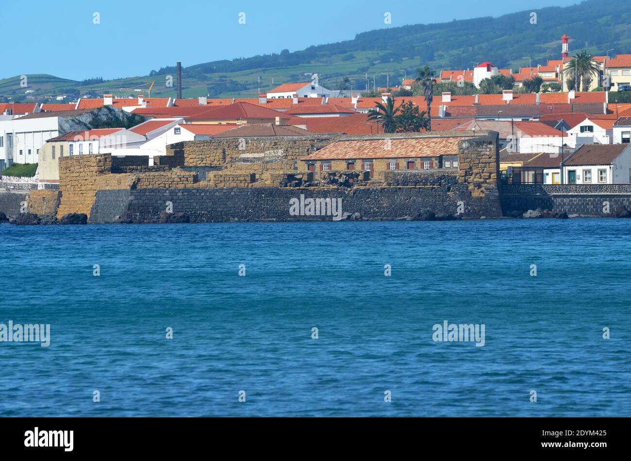 Porto Pim bay in the city of Horta, Faial island, Azores, Portugal ...