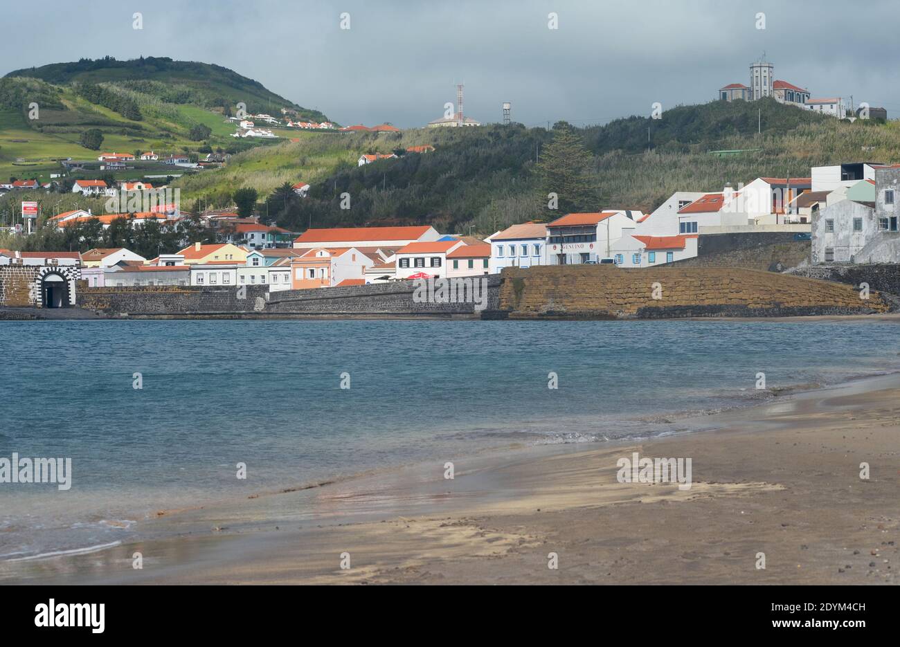 Porto Pim bay in the city of Horta, Faial island, Azores, Portugal ...