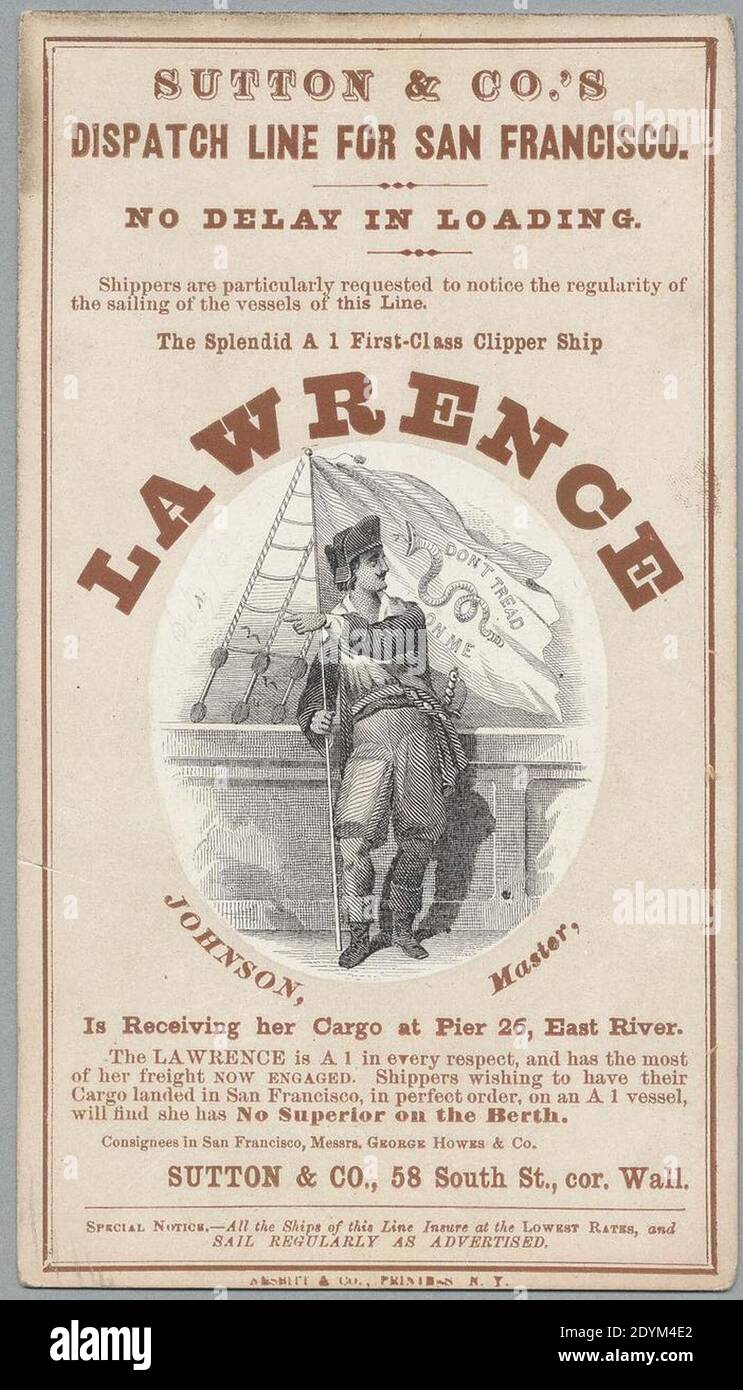 LAWRENCE Clipper ship sailing card 37615 2 Stock Photo - Alamy