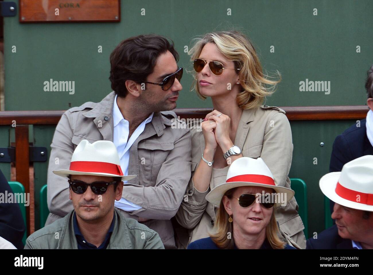 Sylvie Tellier and her boyfriend in the stands at the French Tennis ...