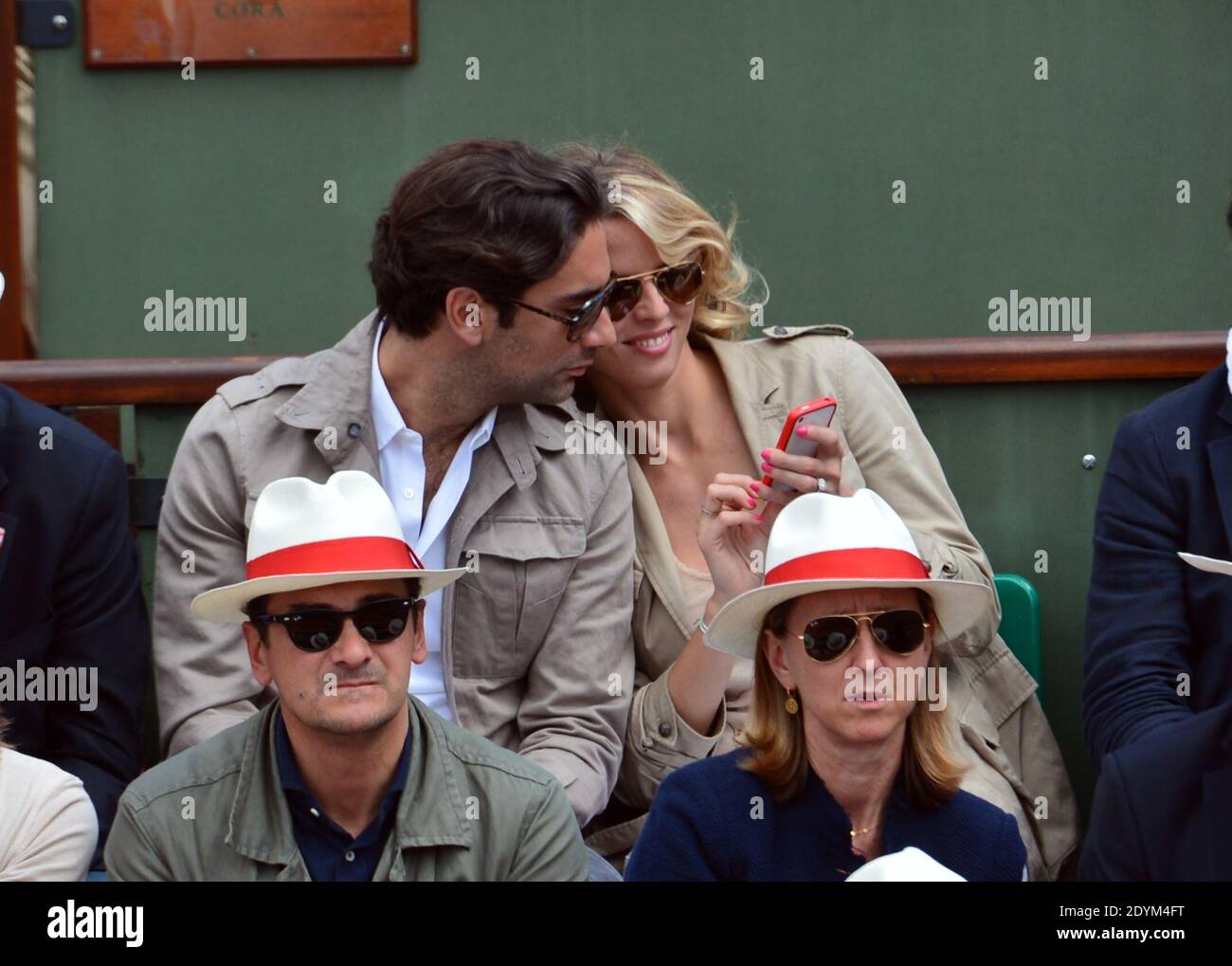 Sylvie Tellier and her boyfriend in the stands at the French Tennis ...