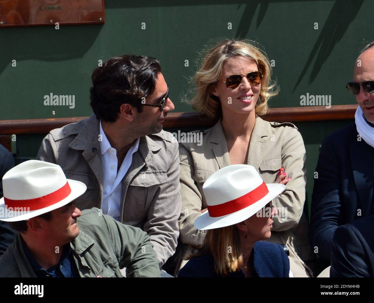 Sylvie Tellier and her boyfriend in the stands at the French Tennis ...