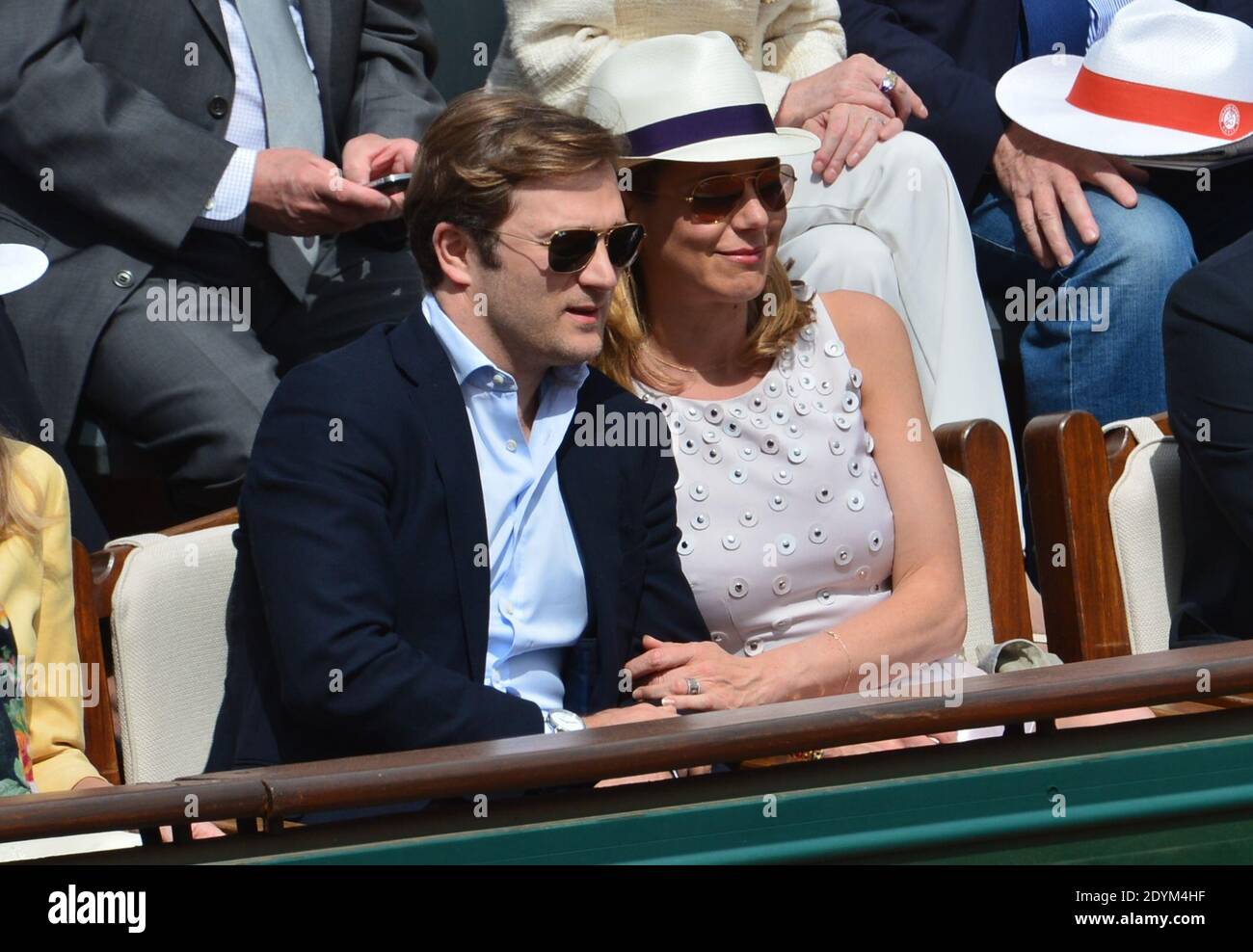Laurence Ferrari and his husband Renaud Capucon in the stands at the ...