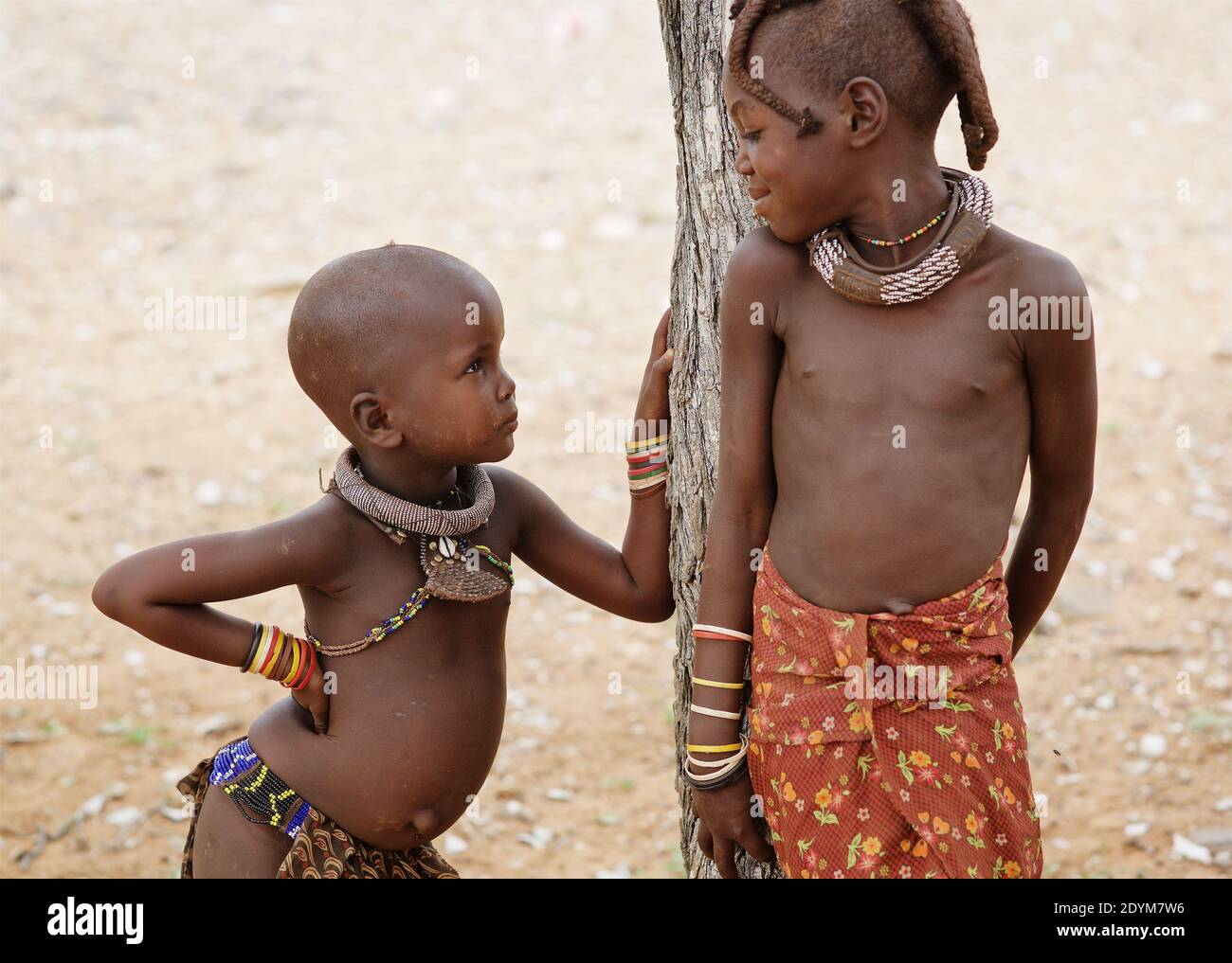Himba Children In Village Kaokoland Namibia Stock Photo Alamy