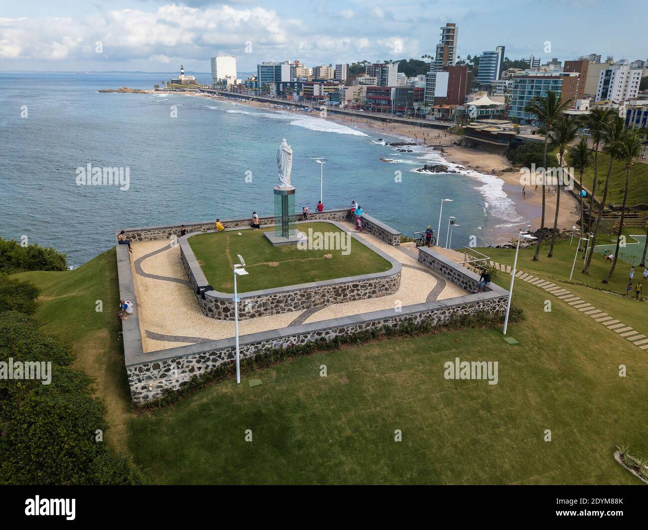 Drone aerial view of Barra beach in Salvador Bahia Brazil Stock Photo ...