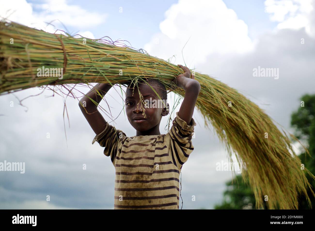 Zambian little boy after fishing, Limulunga, Barotseland, Zambia Stock ...
