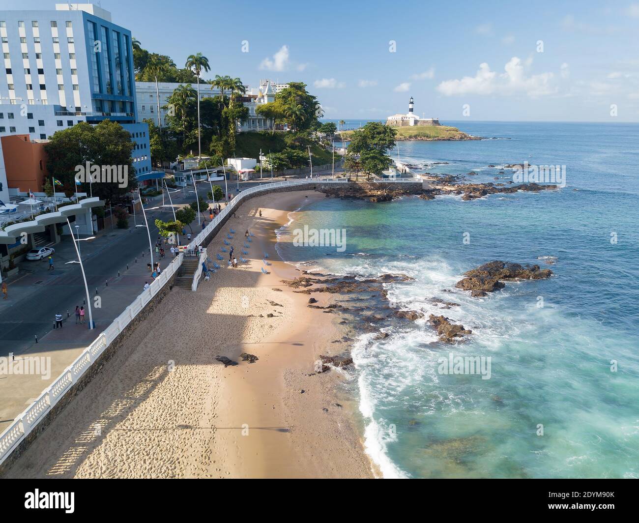 Drone aerial view of Barra beach in Salvador Bahia Brazil Stock Photo ...