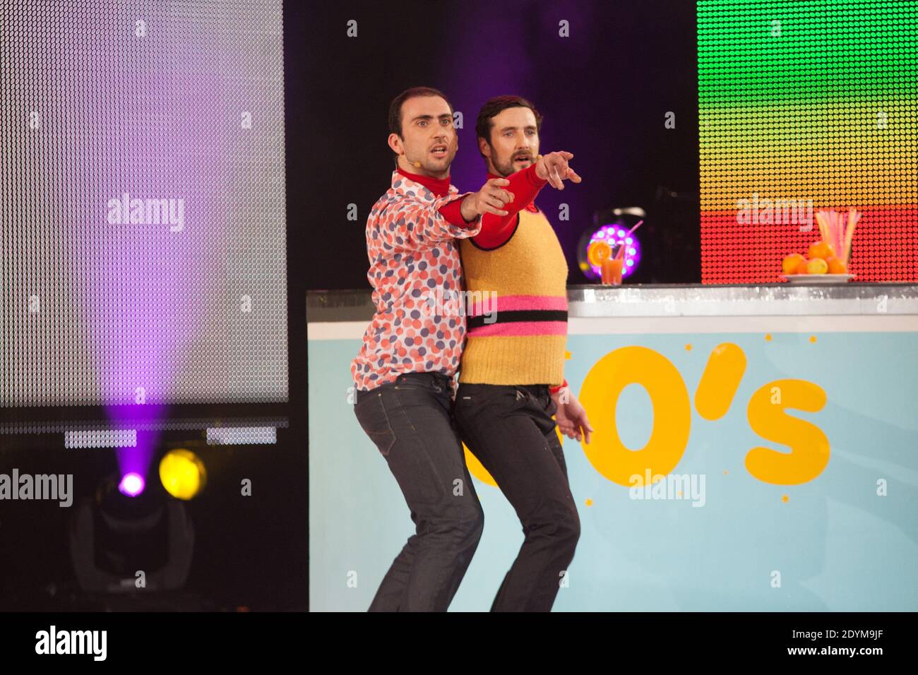 Remi Deval and Clement Parmentier of Les Decafeines perform the show ...