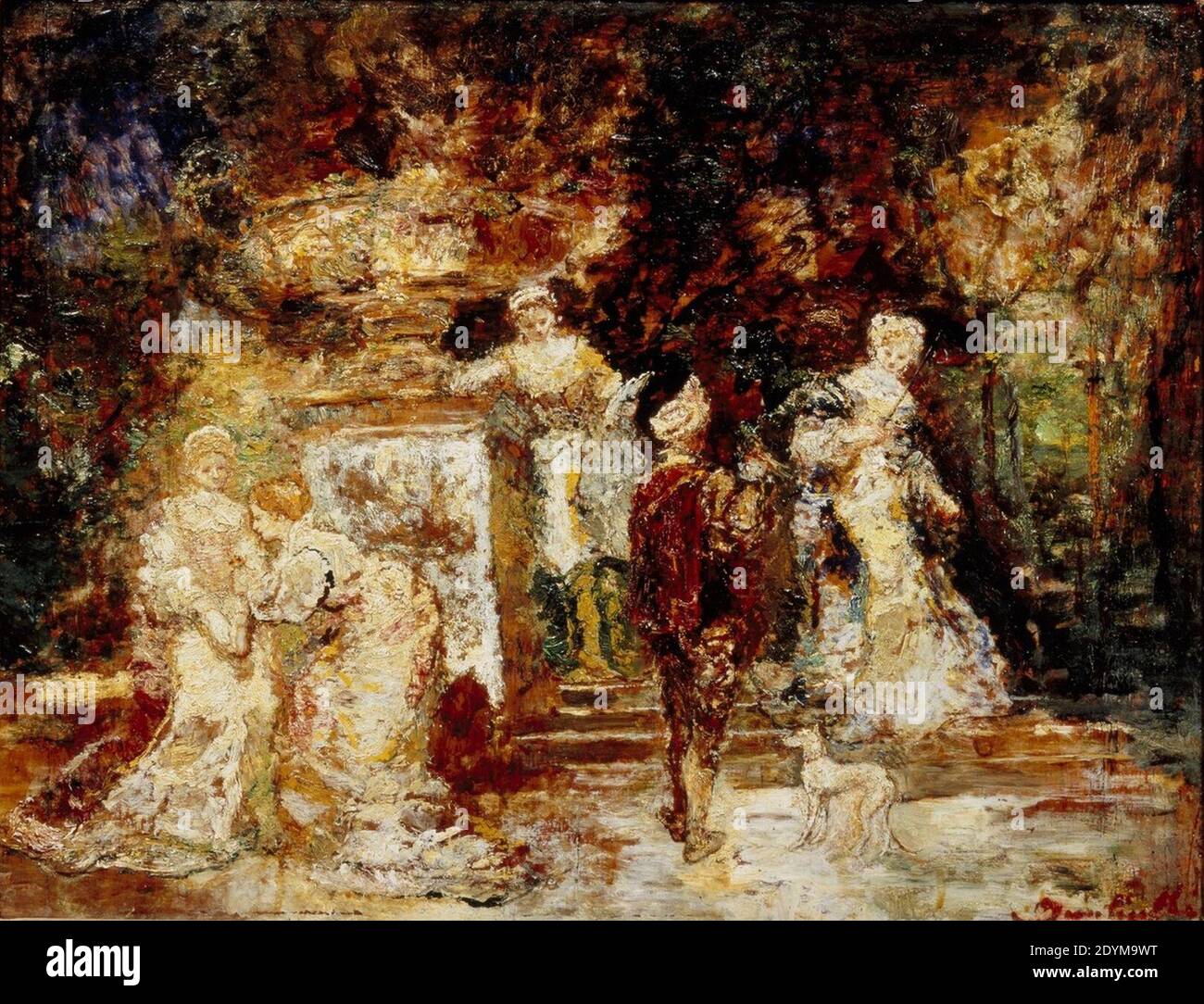 La terrasse by Adolphe Monticelli Stock Photo - Alamy
