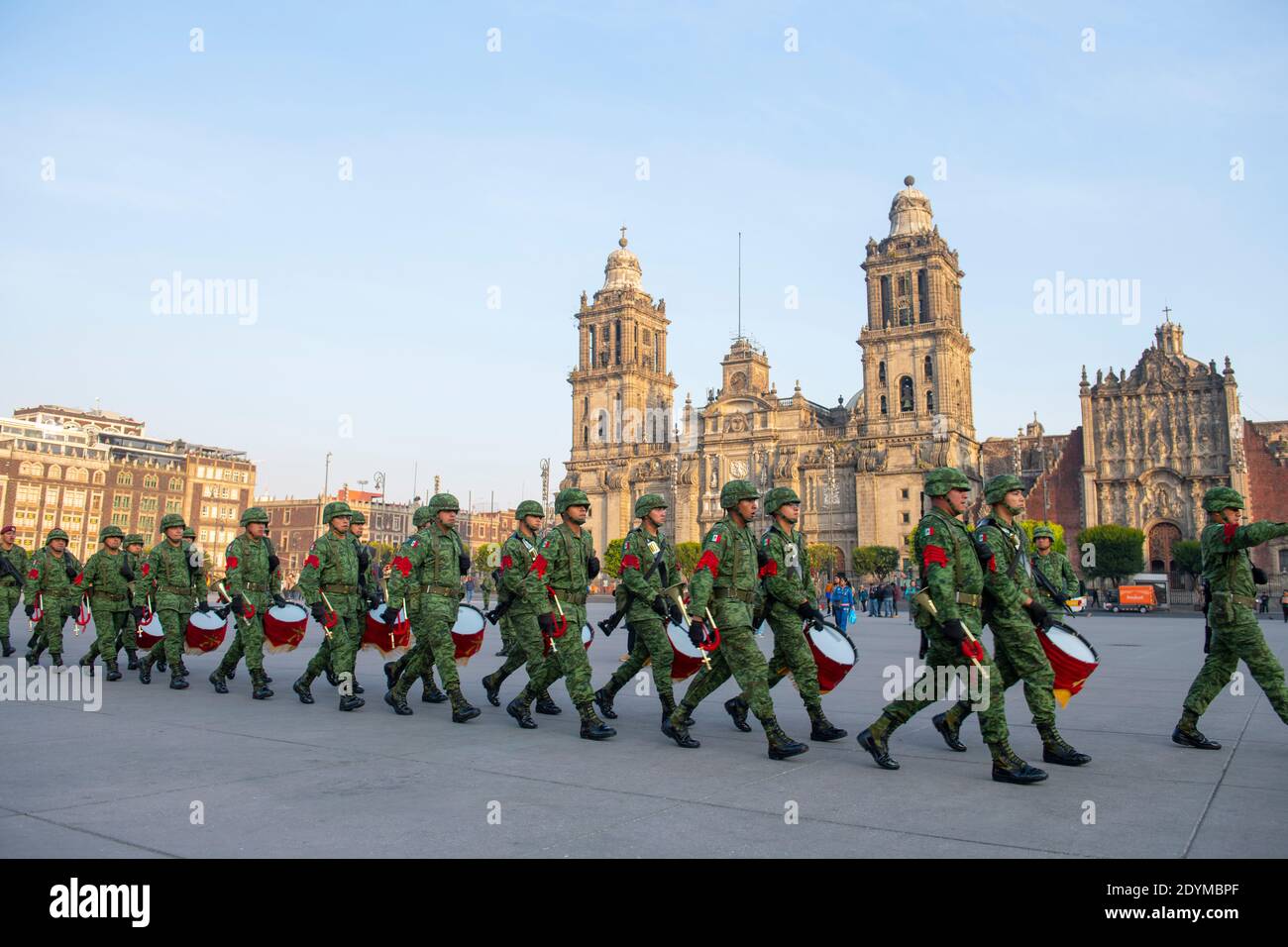Raising Flag Guard of Honor march on Zocalo at Historic center of ...