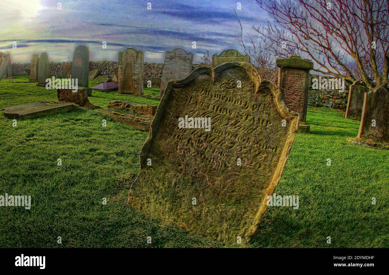 Ancient tombstone on Holy Island Stock Photo - Alamy