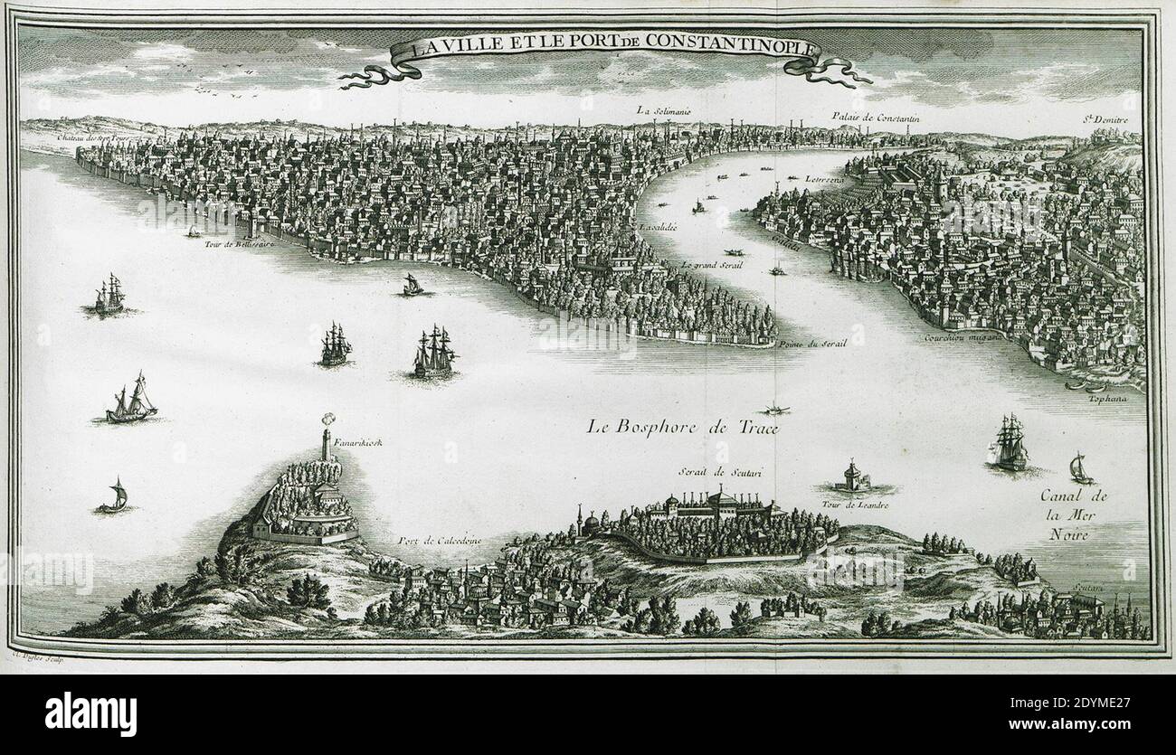 La Ville et le Port de Constantinople - Guer Jean-antoine - 1746 Stock ...
