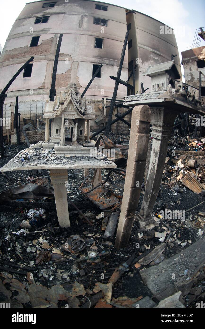 House on fire in a village, rubble after the fire Stock Photo - Alamy