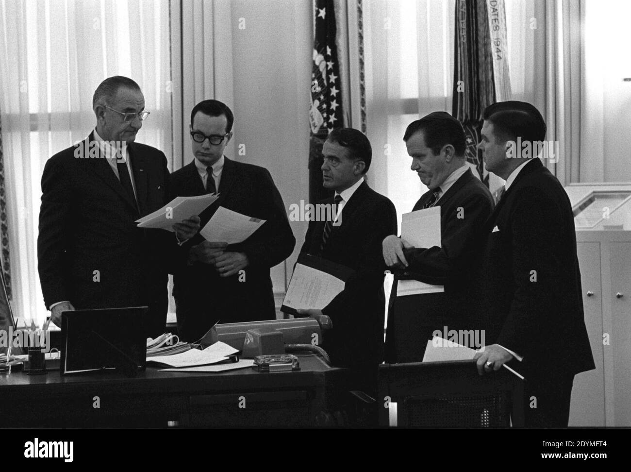 LBJ and staff Stock Photo - Alamy