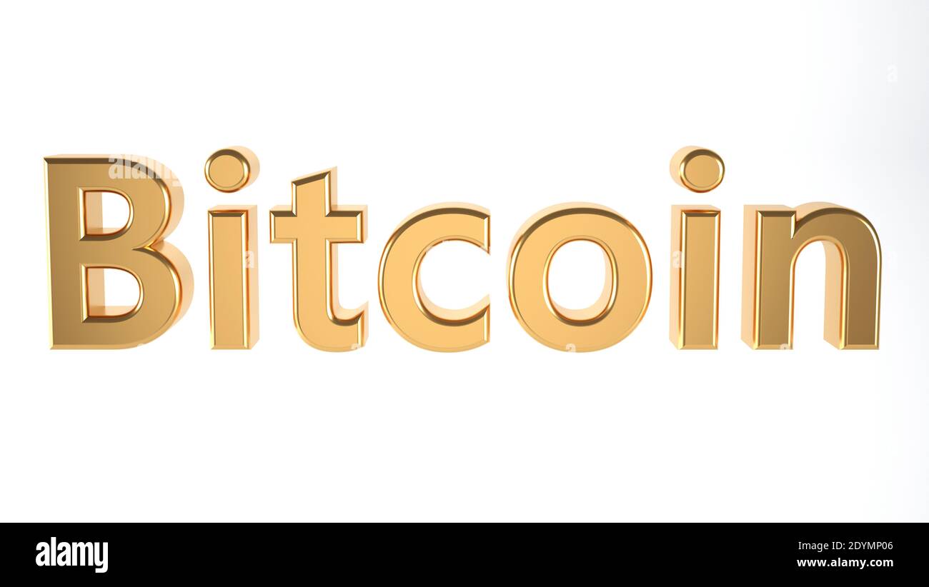 Bitcoin text , Digital currency , Cryptocurrency. Golden isolated on ...