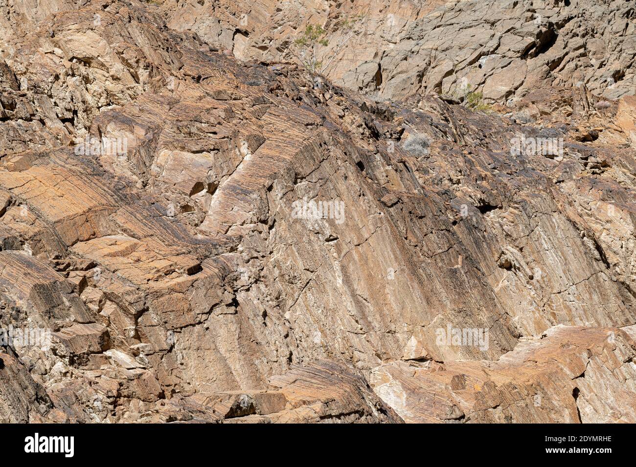 The striated rock patterns of the Titus Canyon Wall in Death Valley ...