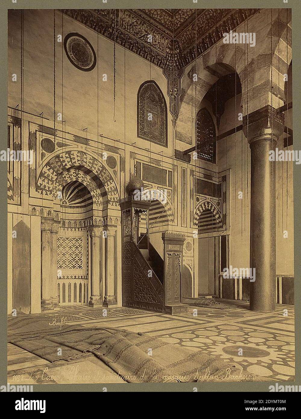 Le Caire. Chaire et sanctuaire de la mosquée Sultan Barkouk - Bonfils ...