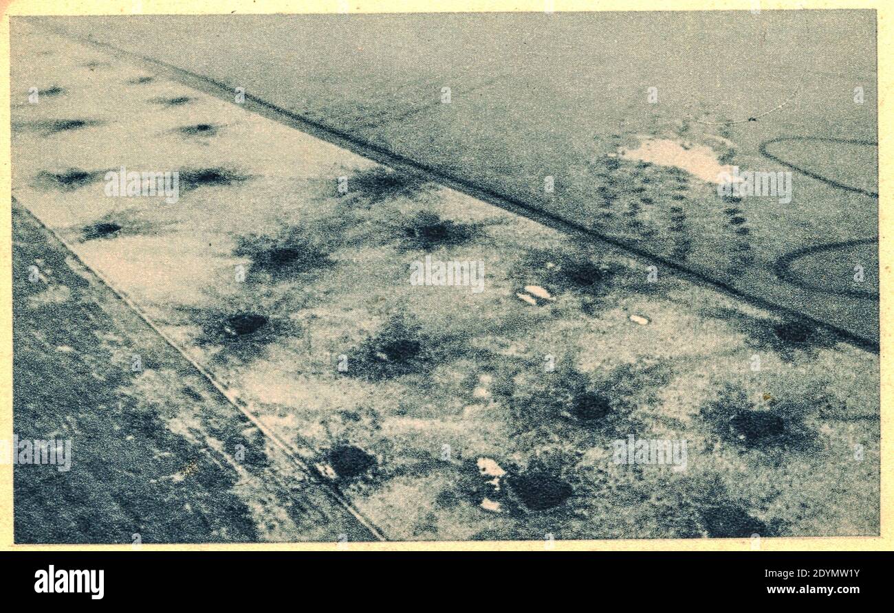 SOVIET UNION - CIRCA 1943: Bombardment of unknown airport by Luftwaffe ...