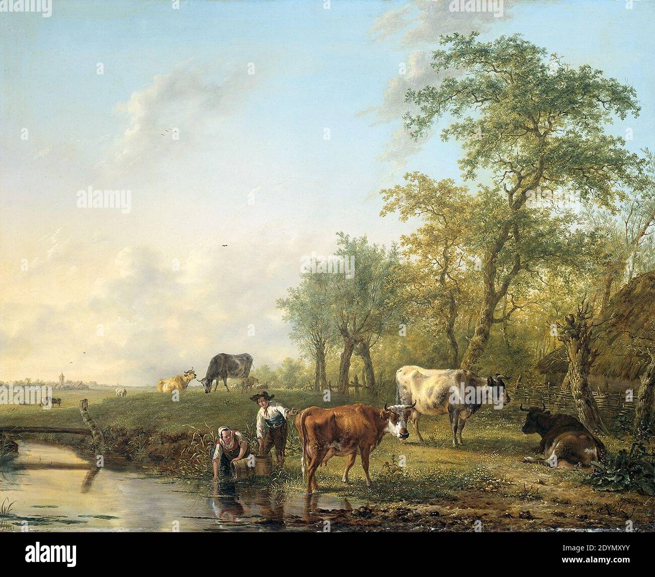 Landschap met vee door Jan Baptist Kobell Stock Photo - Alamy