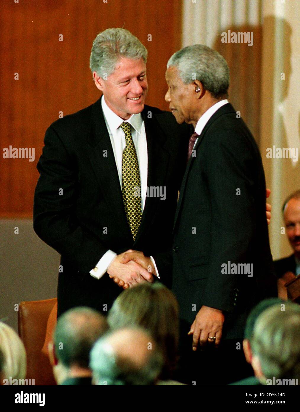 United States President Bill Clinton congratulates President Nelson ...