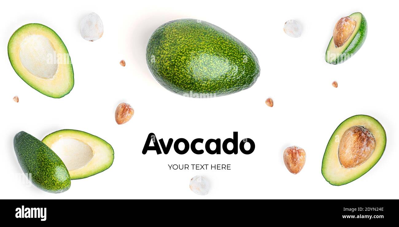 Avocado on white background. Long header banner format. Panorama ...