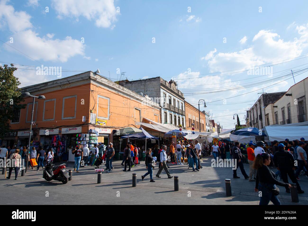 Historic buildings on Calle de Roldan Street at Corregidora Street in ...