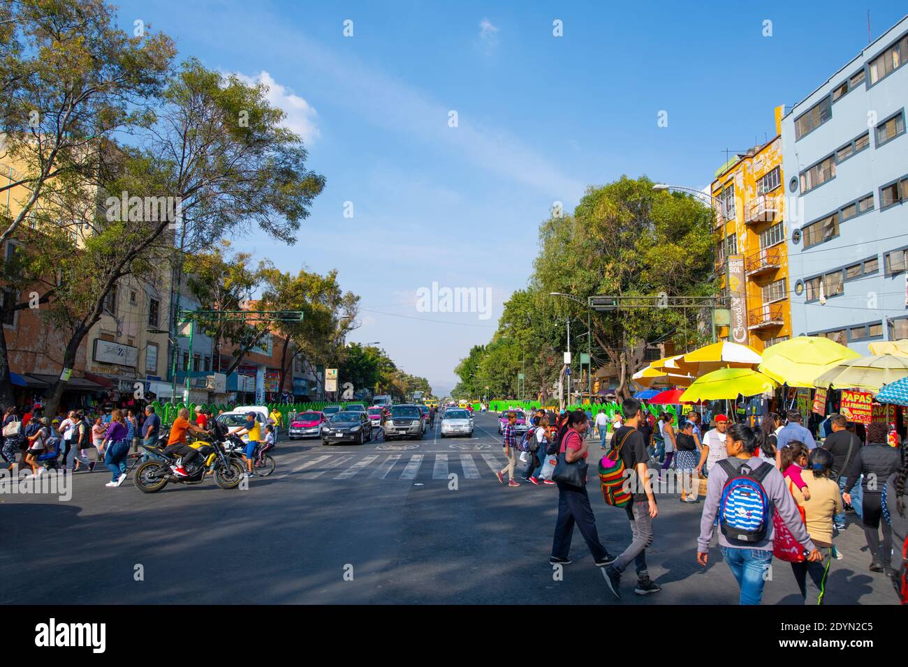 Historic buildings on Circunvalacion Avenue at Corregidora Street in ...