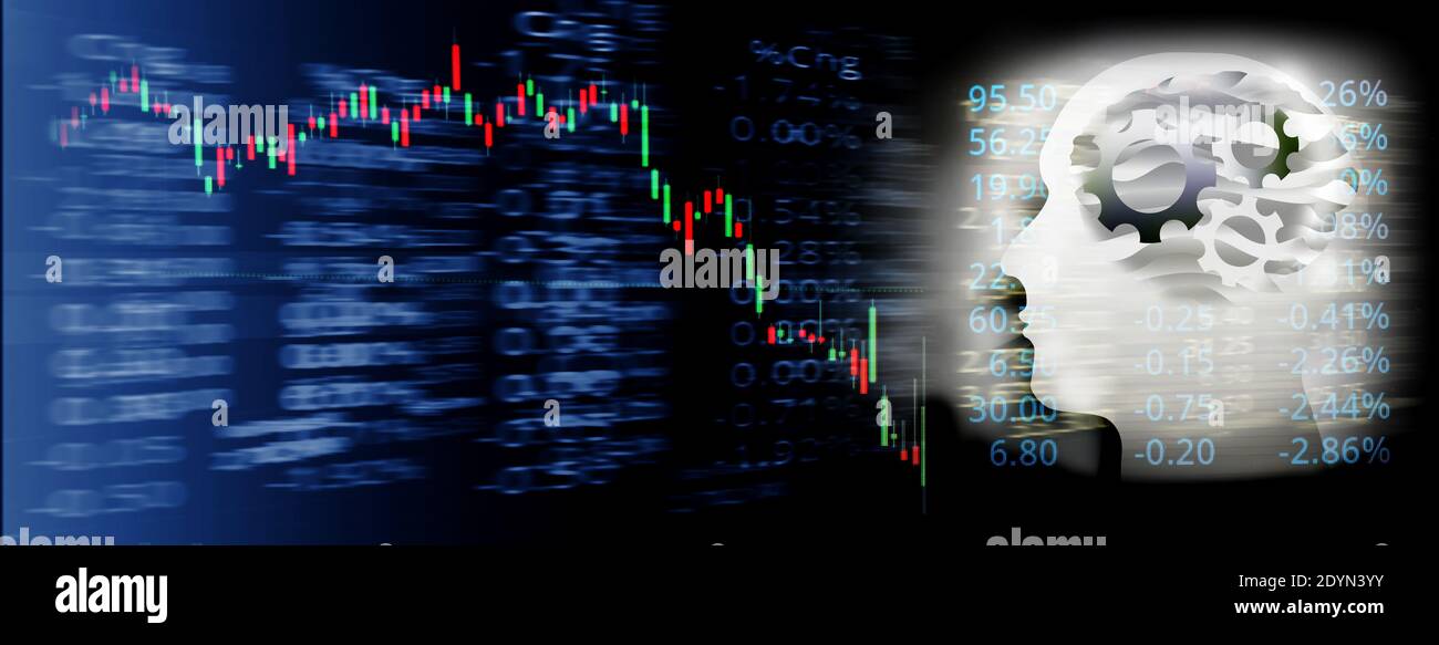 market trading stock white index number and graph on black blue digital ...