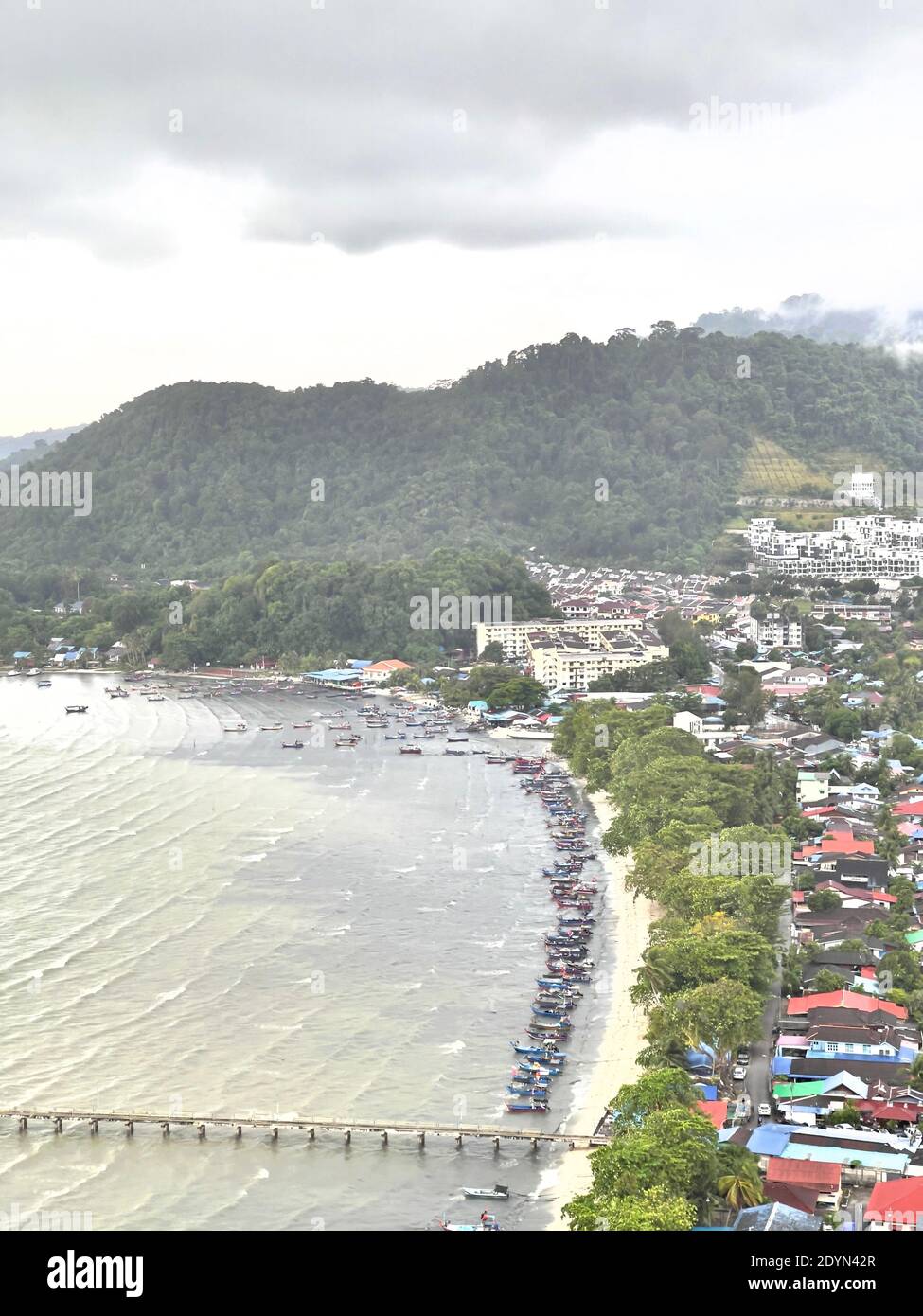 Aerial photo of fisherman village in Teluk Kumbar, Penang, Malaysia ...