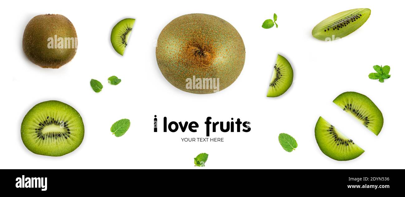 Kiwi on white background. Long header banner format. Panorama website ...