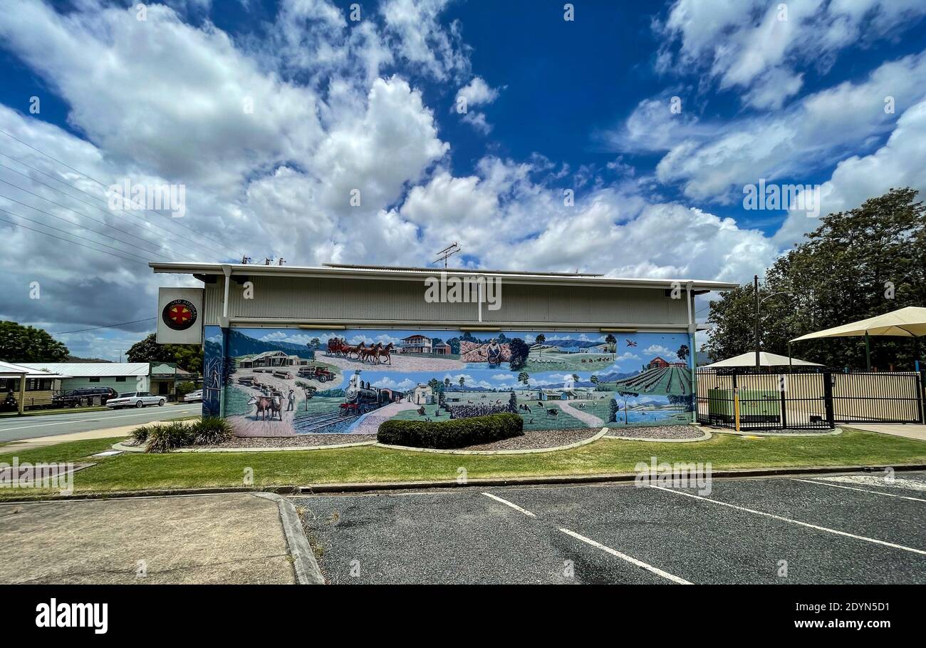 View of the Ambulance Station Heritage Mural covering the side wall of ...