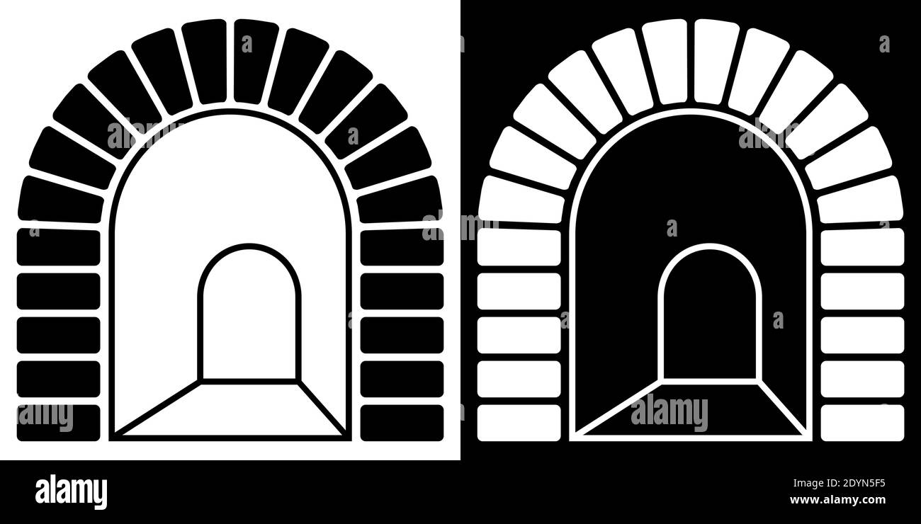 arched tunnel entrance icon. Path into unknown, overcoming fears and ...