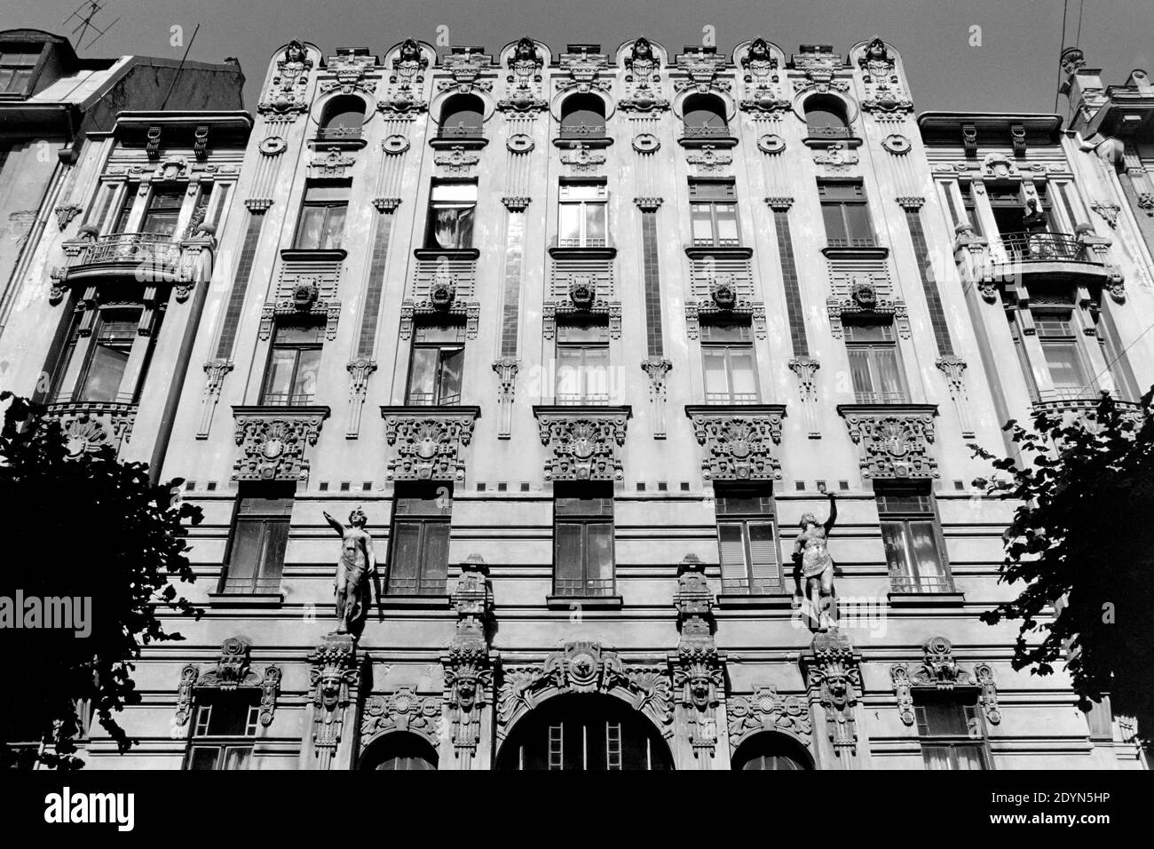 Facade of art nouveau apartment building on Alberta street (Alberta ...