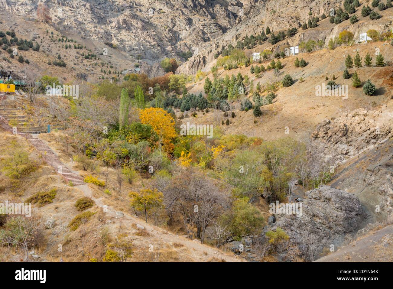Tochal mountain with rocks and trees in the Zafaraniyeh and velenjak ...