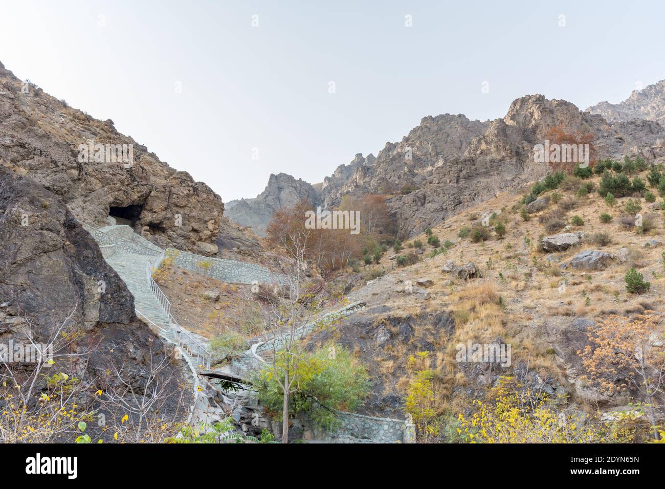 Tochal mountain with rocks and trees in the Zafaraniyeh and velenjak ...